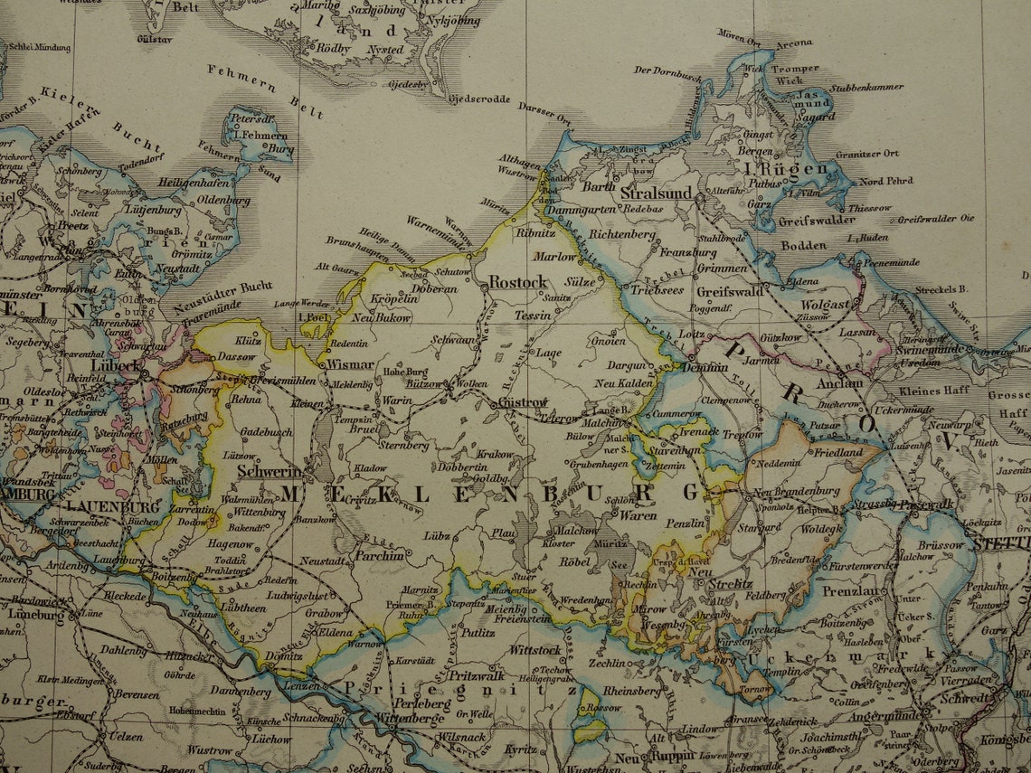 1875 alte Landkarte Von Deutschland Original großes antikes - Etsy.de