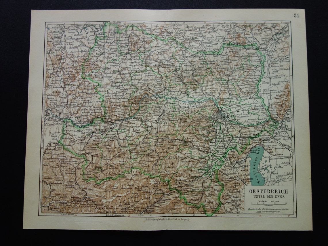 AUSTRIA 100 Years Old Map of Austria 1906 Original Antique - Etsy