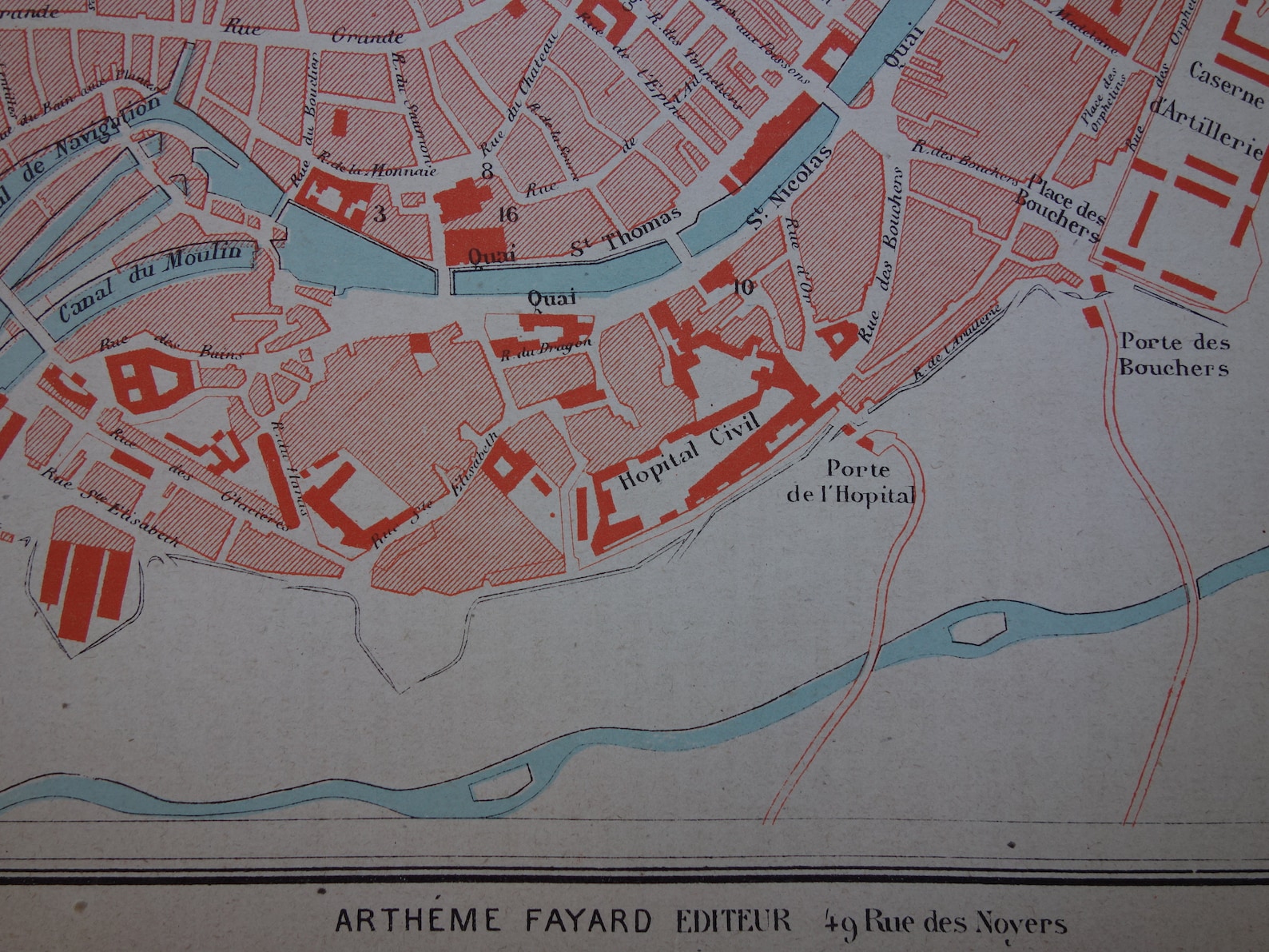Strasbourg Old Map of Straßburg - Original 1877 Antique Print of ...