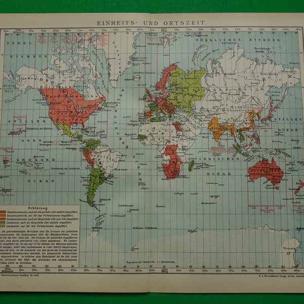 World Map of Time Zones - Etsy