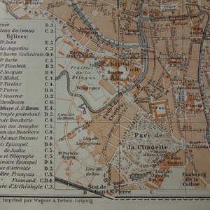 Antique Map of Ghent 1904 Original 120 Years Old City Plan Gent Gand ...
