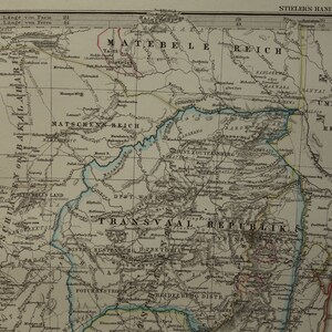SOUTH AFRICA Map of Transvaal Republic LARGE 1877 Antique German Print ...