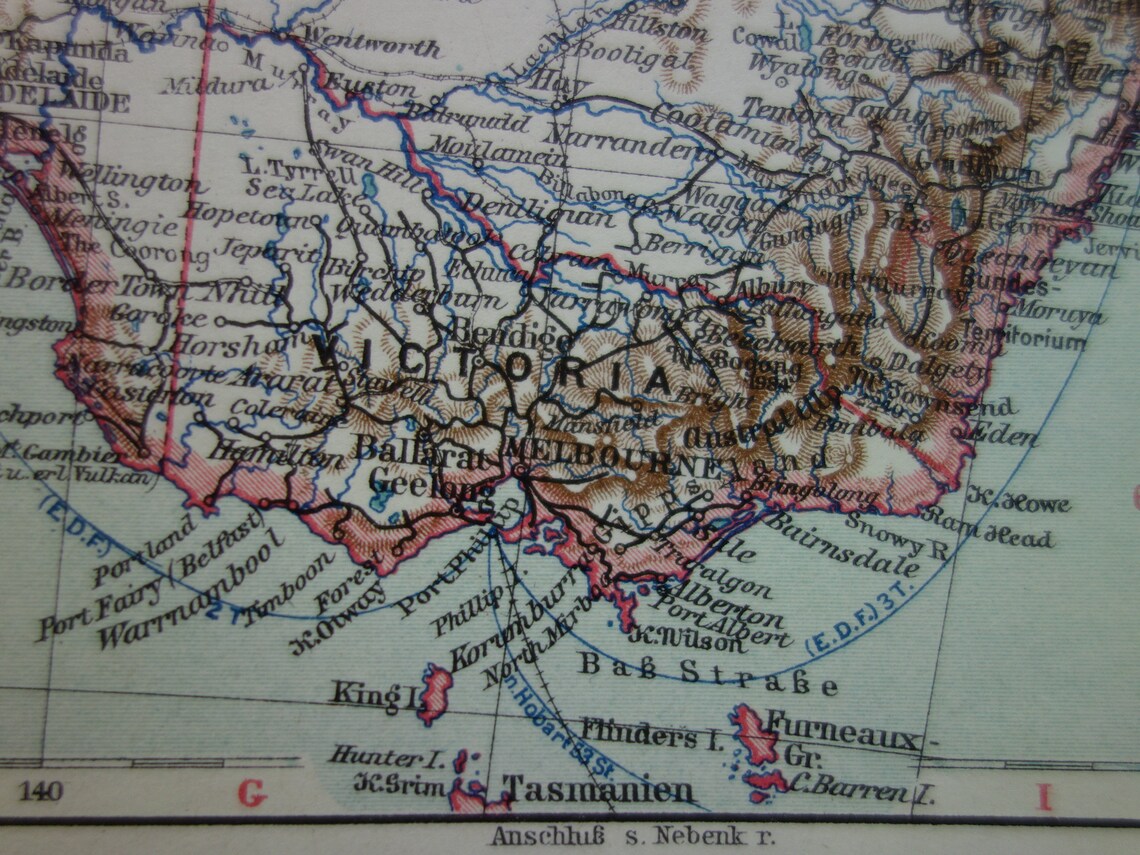 AUSTRALIA Old Map 1913 Very Detailed Antique Map of Australia ...
