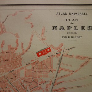 NAPLES Old Map of Naples Italy 1878 Beautiful Large Original Antique ...