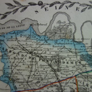 EURE Old Map of Eure Department France 1851 Original Antique Hand ...