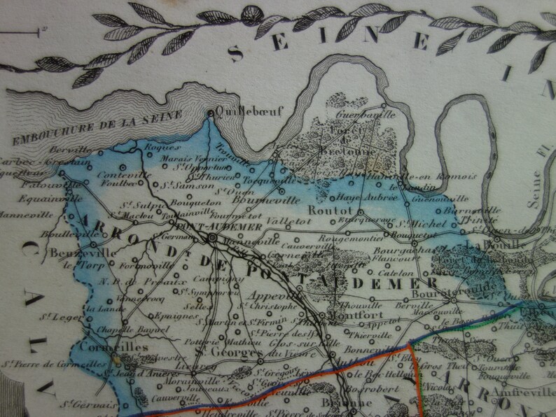 EURE Old Map of Eure Department France 1851 Original Antique - Etsy