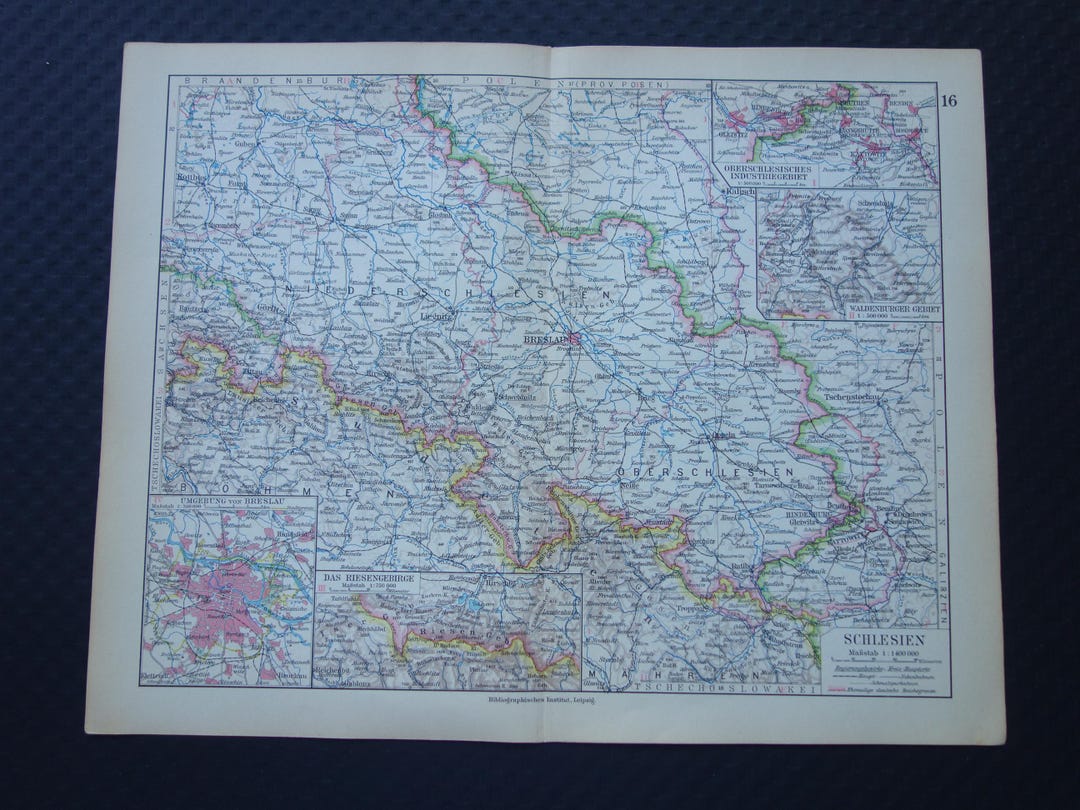 GERMANY Old Map of Silesia 1928 Original Vintage Print About Silezia ...