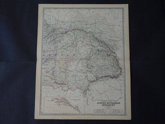 HUNGARY ROMANIA Large Antique Map 1878 Original Old English | Etsy