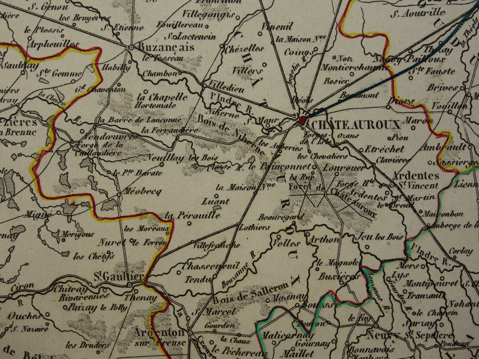 1851 INDRE Old Map of Indre Departement France Antique Hand | Etsy