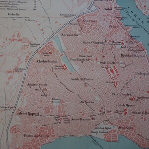 ISTANBUL Antique Map of Istanbul Large 1877 Original Old City Plan ...