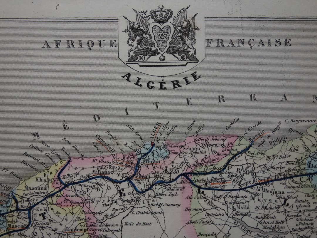 1856 ALGERIA Old Map of Algeria / Antique Hand-colored Print About ...