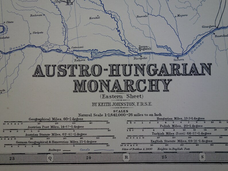 HUNGARY ROMANIA Large Antique Map 1878 Original Old English | Etsy