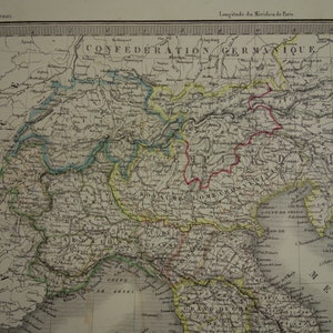 Old ITALY Map LARGE 1851 Original Antique Poster of Italy Vintage Maps ...