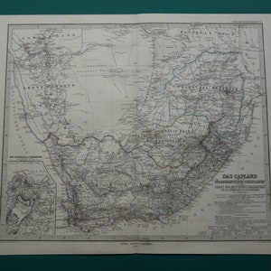 SOUTH AFRICA Map of Transvaal Republic LARGE 1876 Antique German Print ...