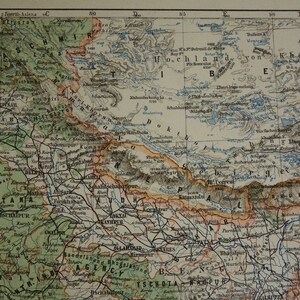 Vintage Map of India 1905 Detailed Original Antique Print Indian ...