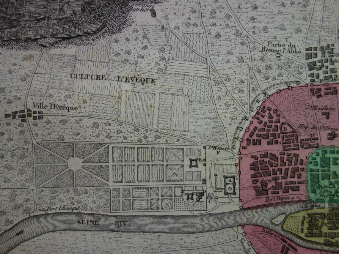 Old Map of Paris France in the Year 1180 Original 1874 Antique | Etsy