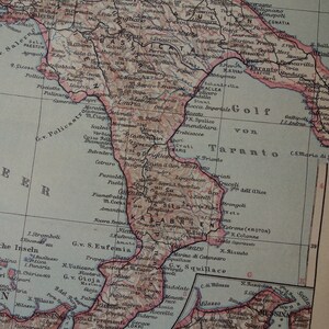 ITALY Old Map of Italy 1928 Detailed Vintage Print About South Italia ...