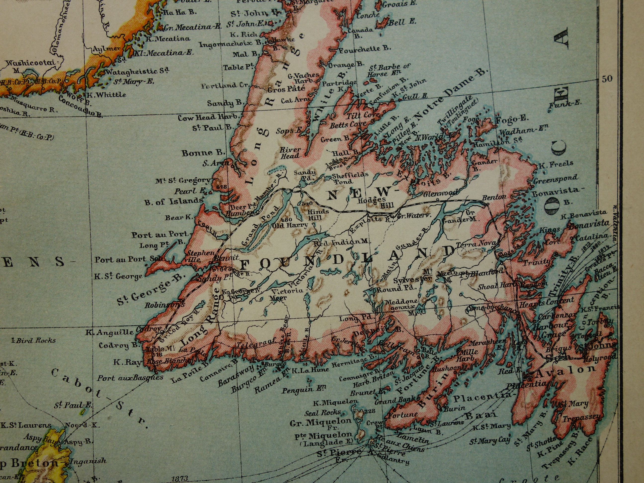 Globes & Maps 1954 Vintage East Canada Map Home Décor etna.com.pe