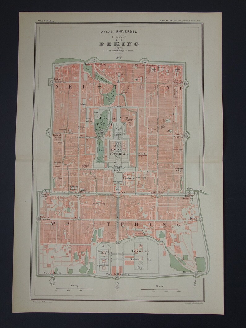 Old BEIJING Map Large 1896 Old City Plan of Beijing - Etsy