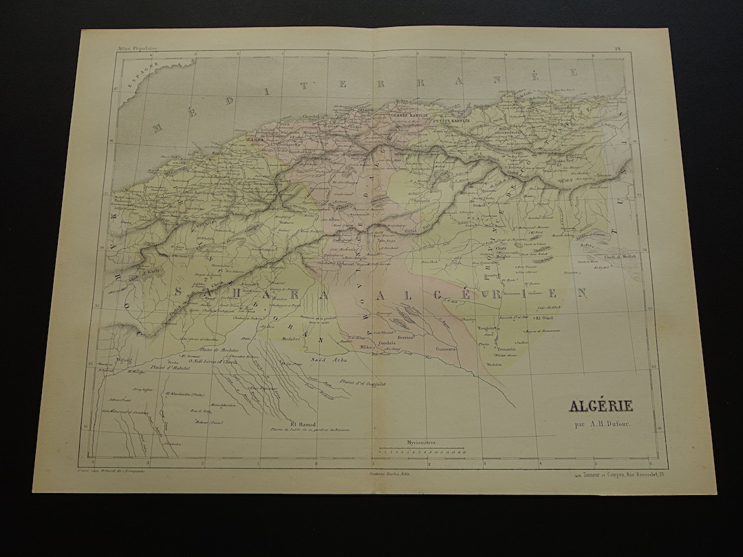 ALGERIA Old Map 1858 Antique French Print About Algeria Algiers Africa ...