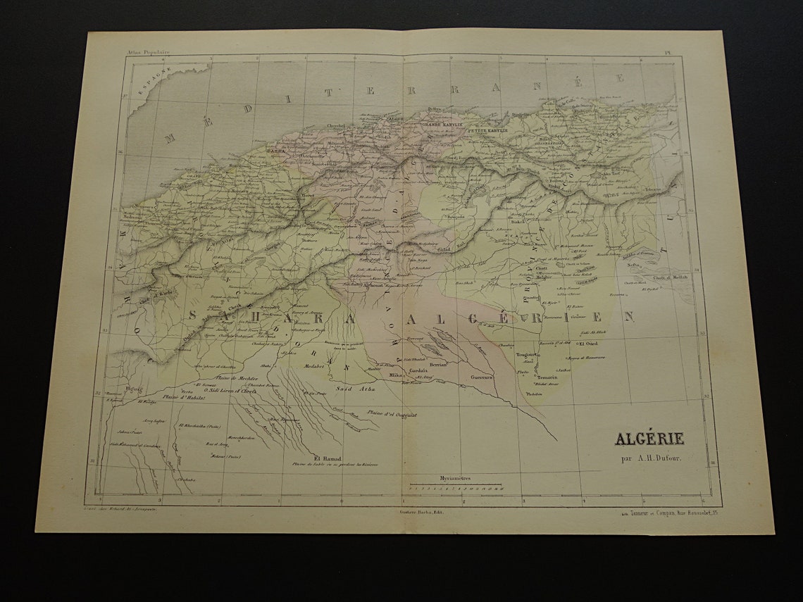 ALGERIA Old Map 1858 Antique French Print About Algeria - Etsy