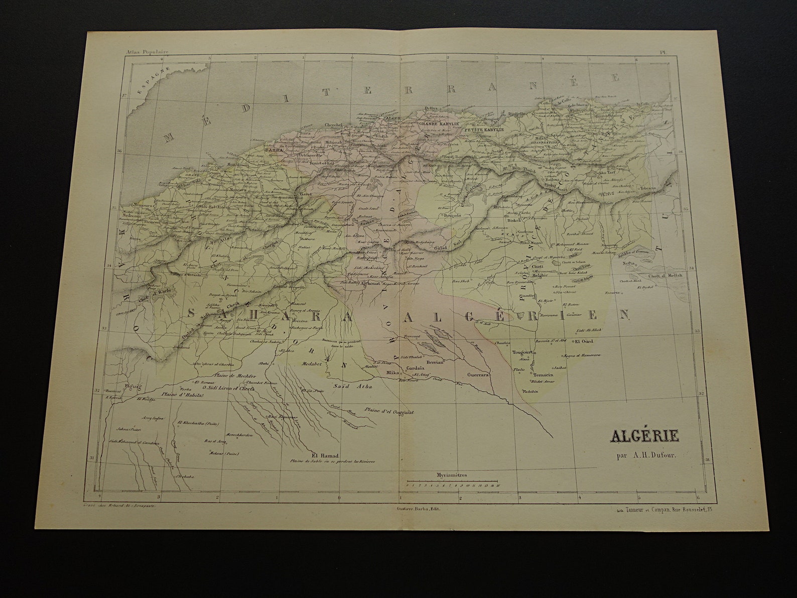 ALGERIA Old Map 1858 Antique French Print About Algeria Algiers Africa ...