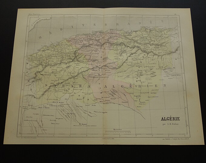 ALGERIA Old Map 1858 Antique French Print About Algeria Algiers Africa ...