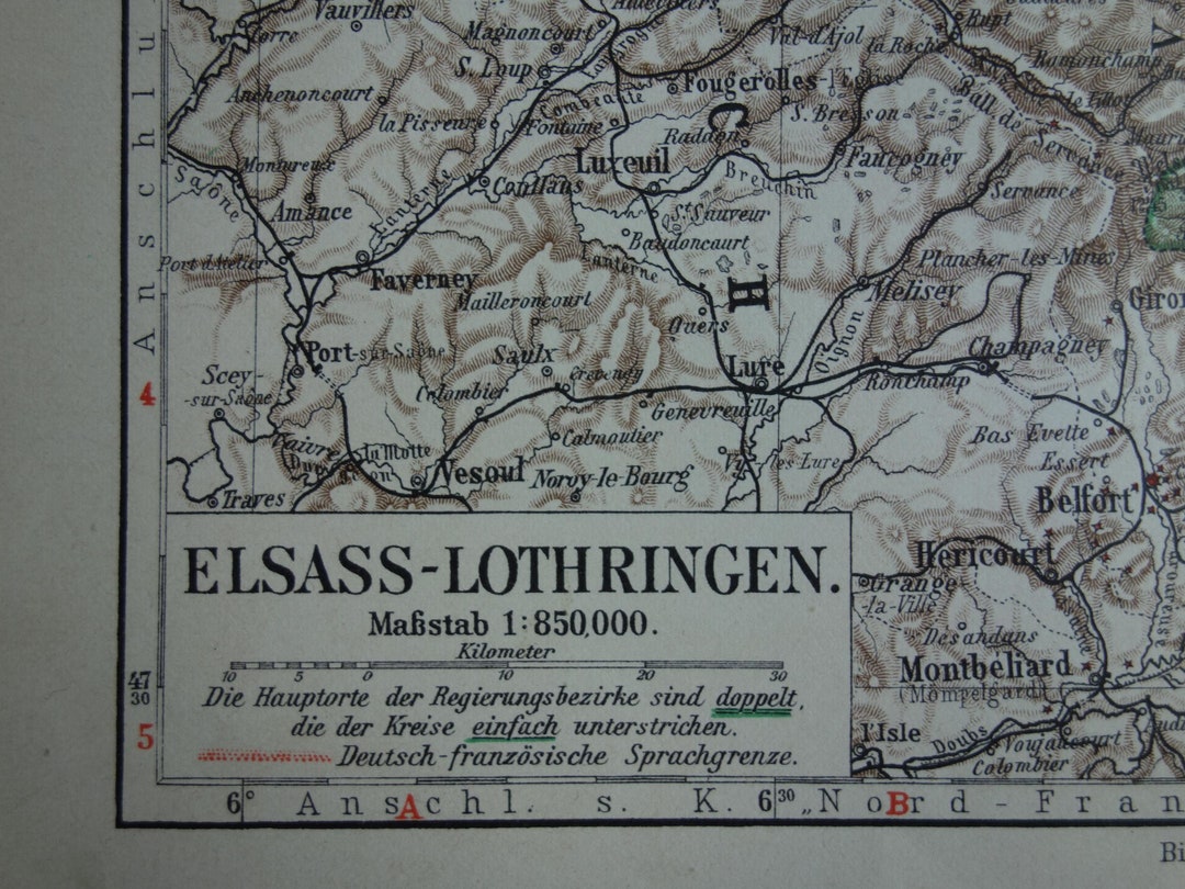 Old Map of Alsace-lorraine Germany 1913 Original Vintage Print Alte ...