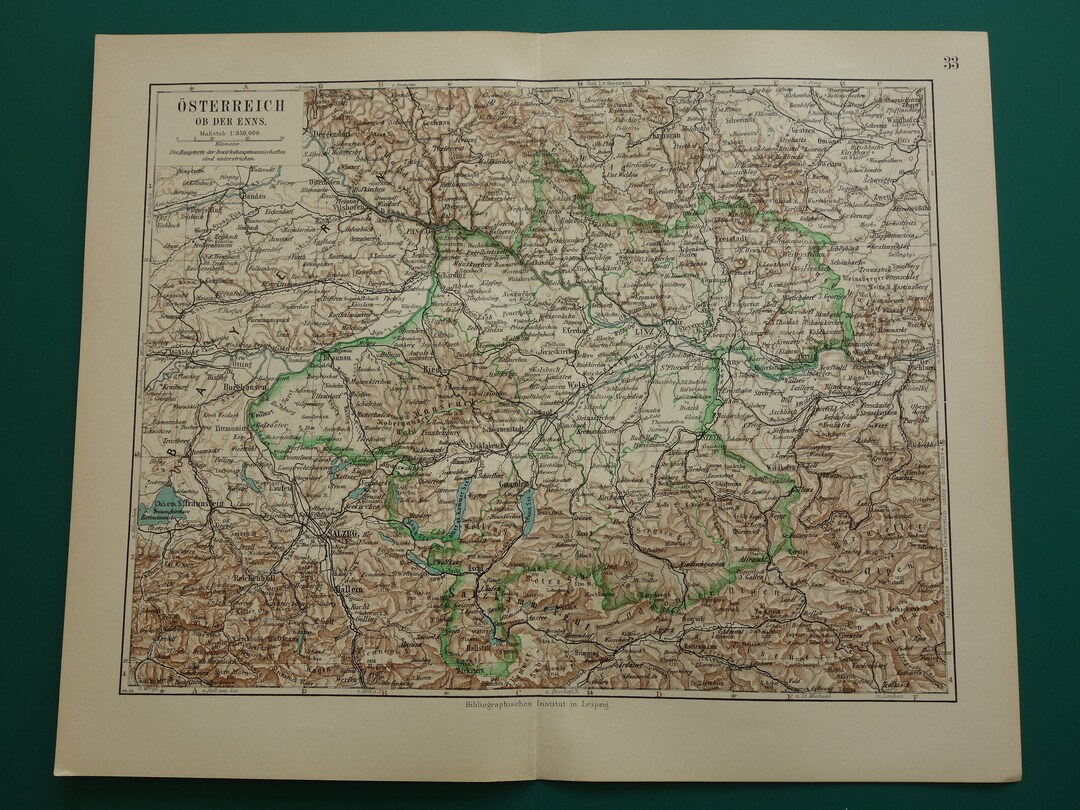 AUSTRIA Old Map of Austria 1905 Original Antique Print Salzburg Linz ...
