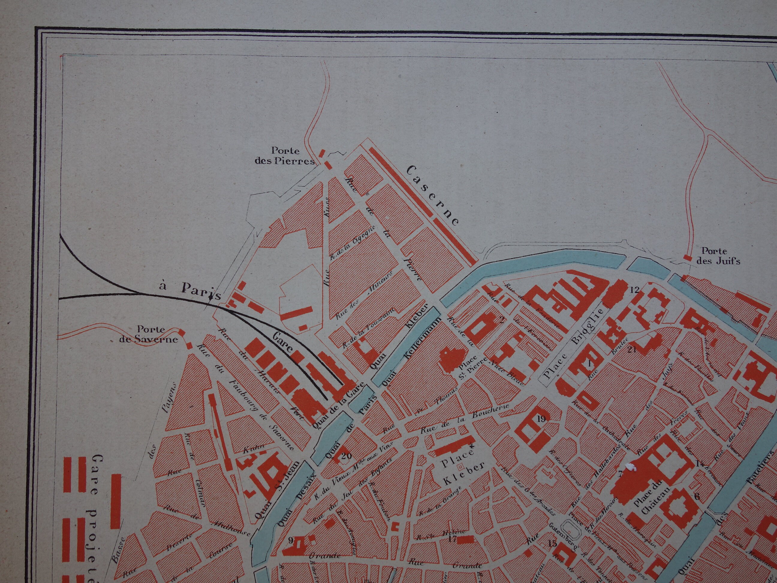 Strasbourg Old Map of Straßburg - Original 1877 Antique Print of ...