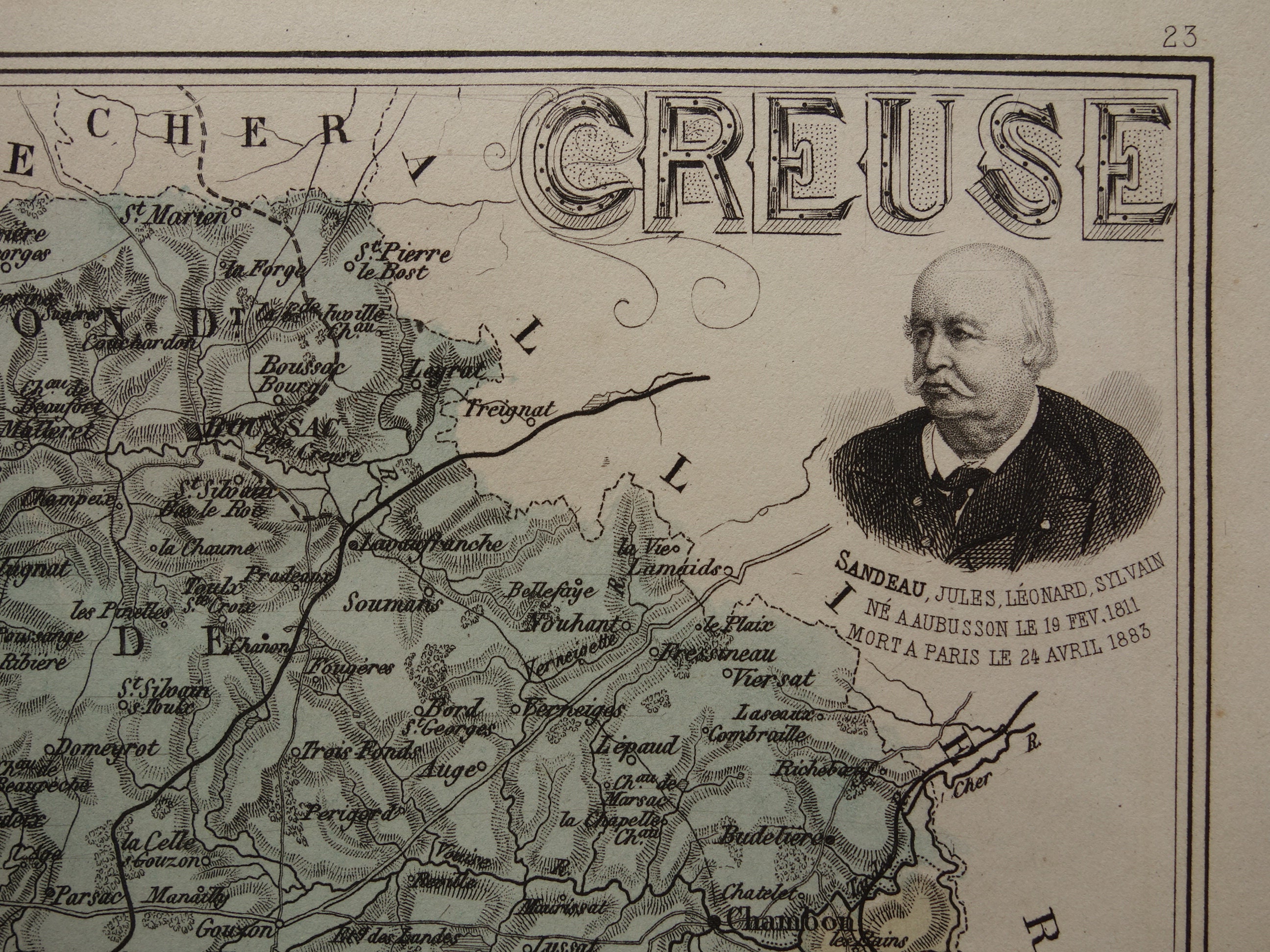 Antique Map of Creuse Department France 1886 Original Old - Etsy UK