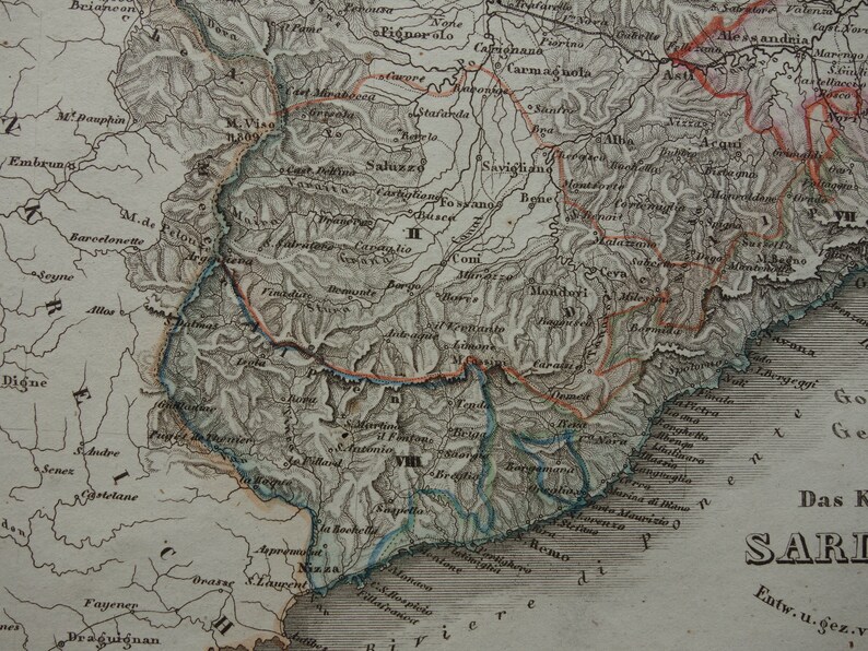 SARDINIA KINGDOM Old Map of Northern Italy 1851 Original - Etsy