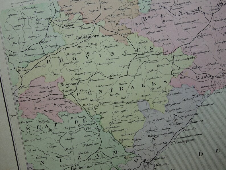 Old Map of India Indian Empire West Bengal 1896 Original - Etsy