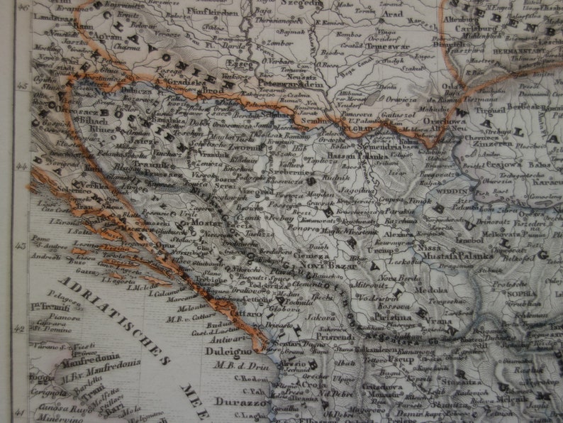 BALKANS Old Map of Balkans 1850 Original Antique Print/poster - Etsy