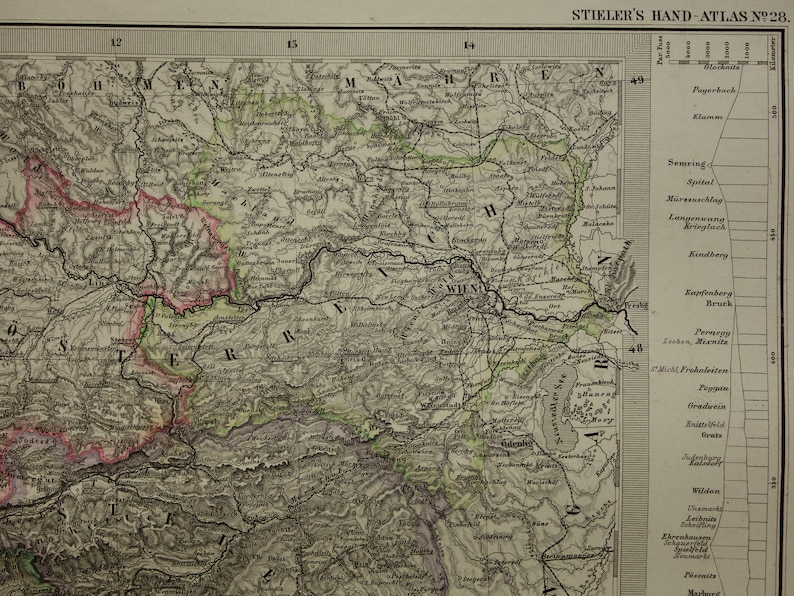 Antique Map of Austria Beautiful Original 1877 Big Old Print - Etsy