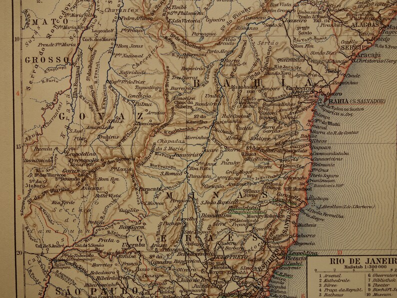 100 Years Old Map of Eastern Brazil Small Vintage Maps of - Etsy