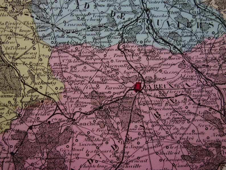 EURE Old Map of Eure Department France 1880 Original Antique - Etsy