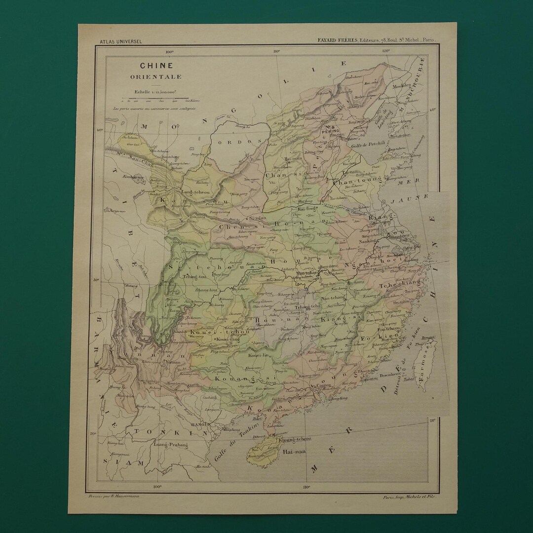 CHINA Old Map of East China 1896 Original Antique Print Vintage Maps ...