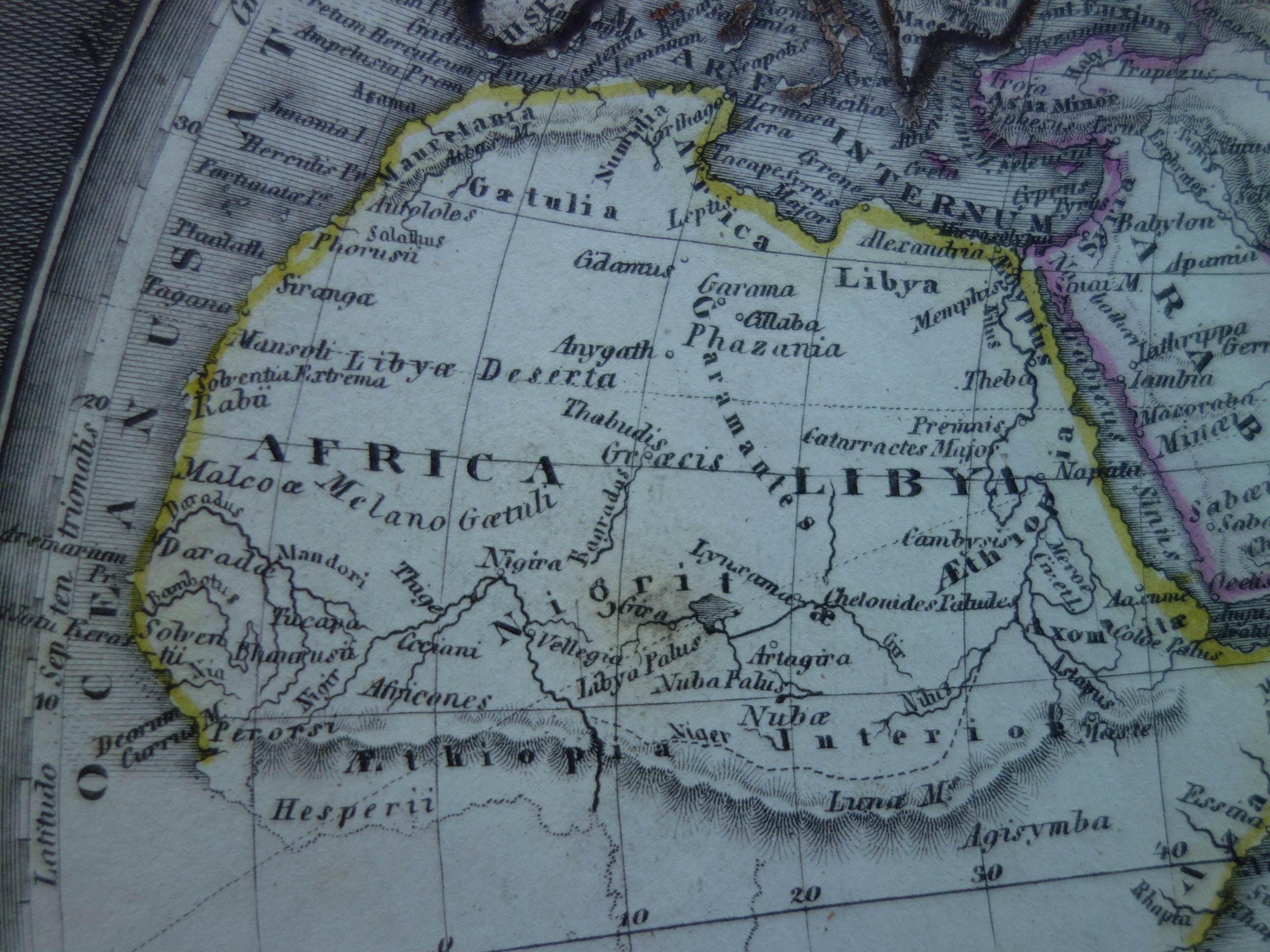 WORLD Map of the Ancient World 1850 Original Old Hand Colored | Etsy