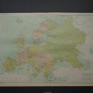 EUROPE Old Large Map 1896 Original French Antique Print of - Etsy