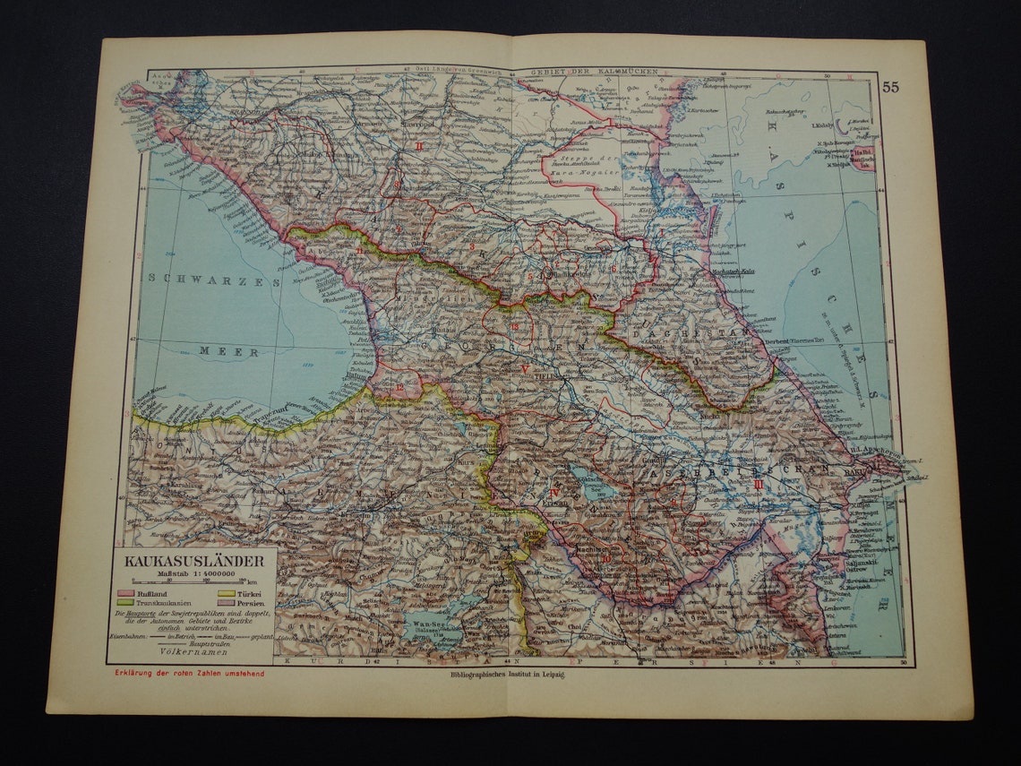 CAUCASUS old map of the Caucasus 1928 original antique map | Etsy