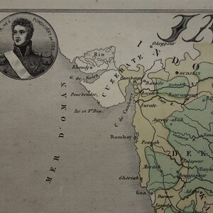 INDIA Old Map of French India and Indochine 1870 Antique Hand-colored ...