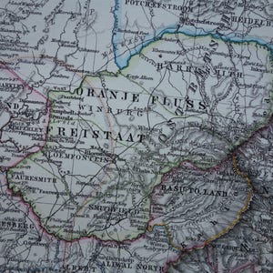 SOUTH AFRICA Map of Transvaal Republic 1878 Antique German Print About ...