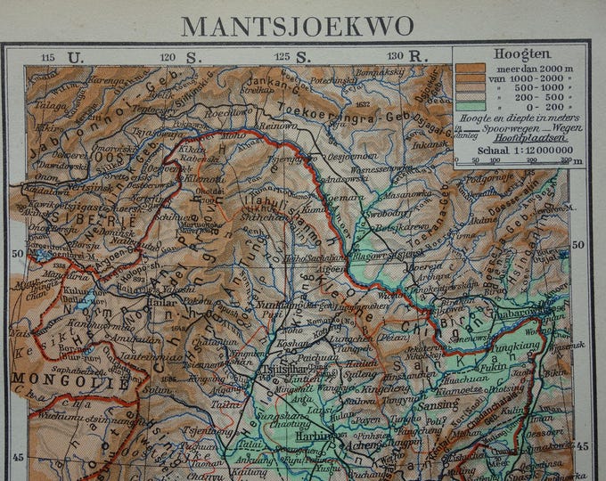 Manchukuo Old Map of Manchuria and Korea 1936 Original Vintage Maps - Etsy
