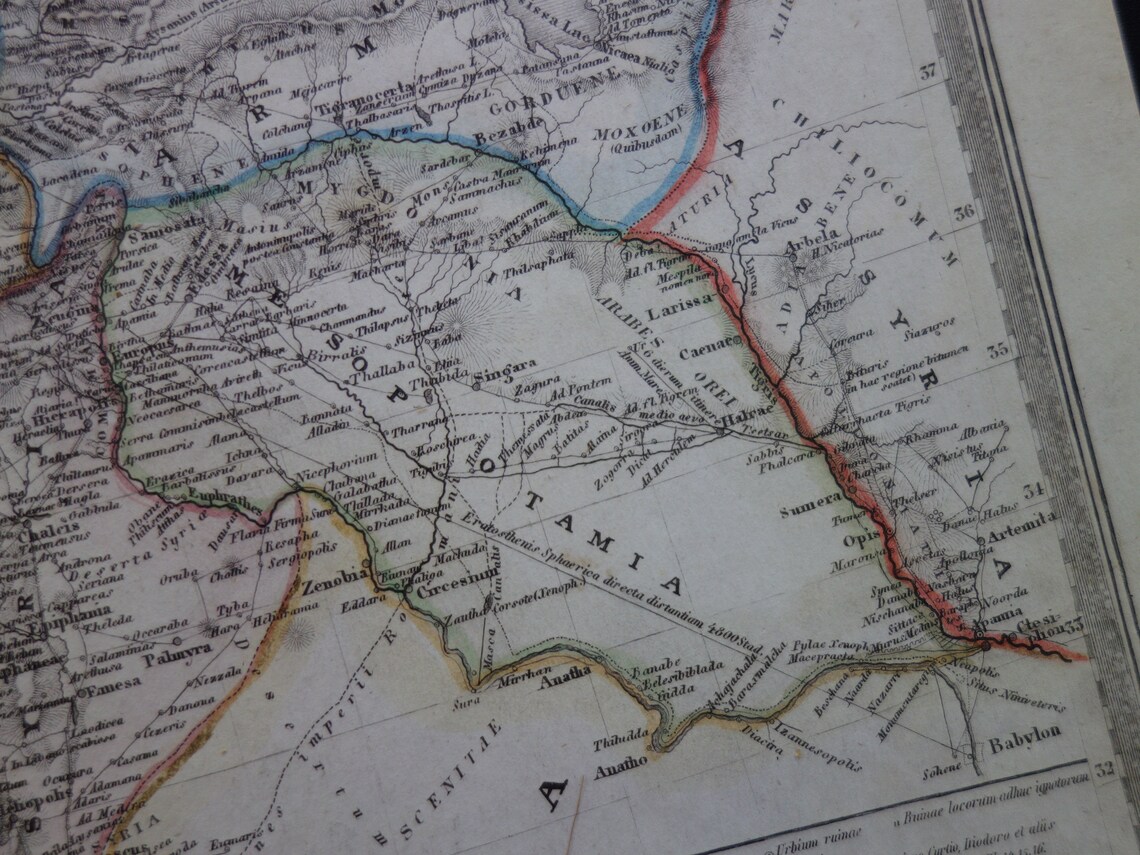 TURKEY old map 1850 original hand colored antique print of | Etsy