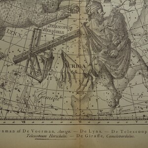 Old Star Chart Dutch Vintage Astrology Map of Lynx Auriga Giraffe ...