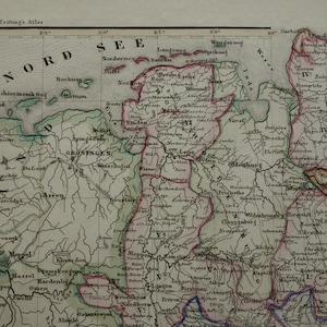 HANNOVER Old Map of Hanover Kingdom 1852 Original Antique German Print ...