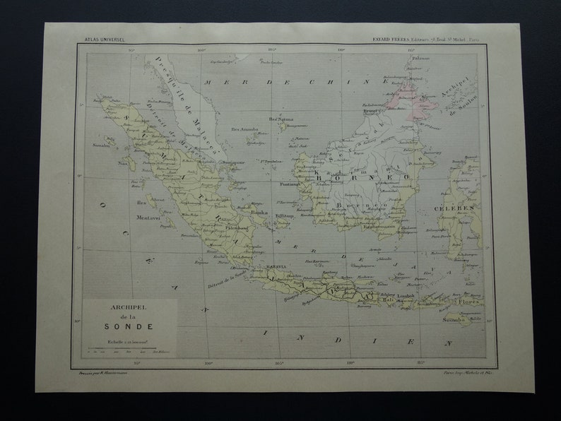 INDONESIA Old Map of Sunda Archipelago 1896 Antique - Etsy