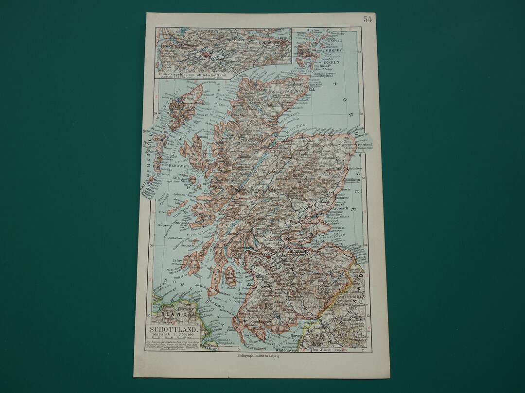 SCOTLAND Old Map of Scotland Original 1905 Detailed Vintage Print ...