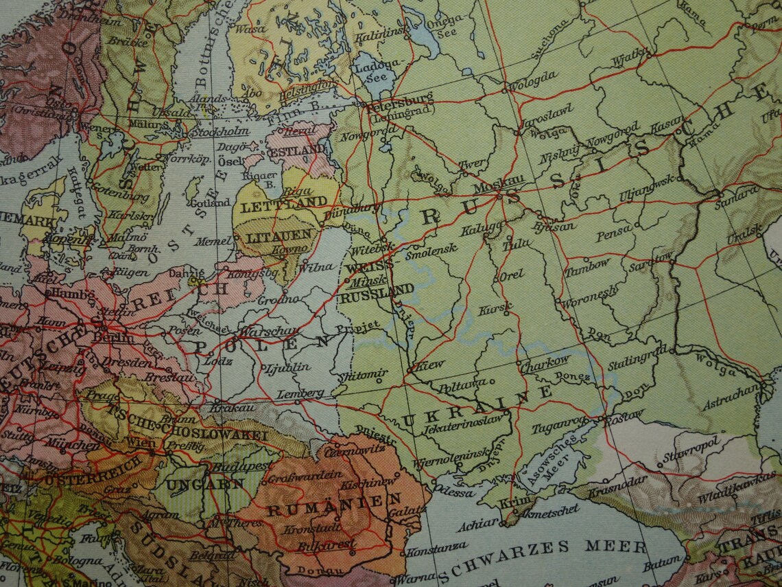EUROPE Old Map of Europe 1928 Original Vintage Political Map of Europe ...